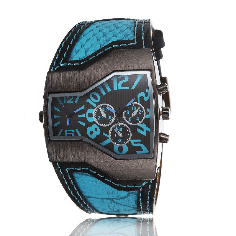 Relogio Men Big Clock personality abnormity Leather Strap Watches Men ...