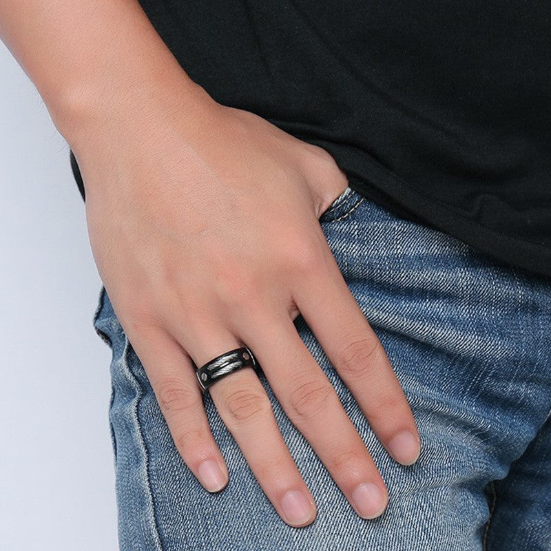 100% Black Titanium Steel Rope Anchor Ring – Slim Wallet Company