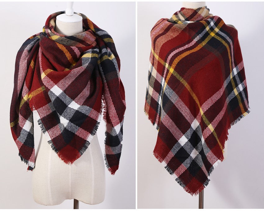 Soft Cashmere Women's Scarf Triangle Fashion Plaid Blanket Pashmina Sh ...