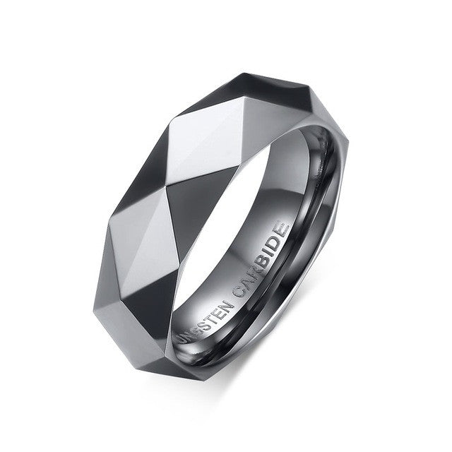 Rhombic Cut Tungsten Carbide Promise Wedding Bands Ring Gold Plated ...