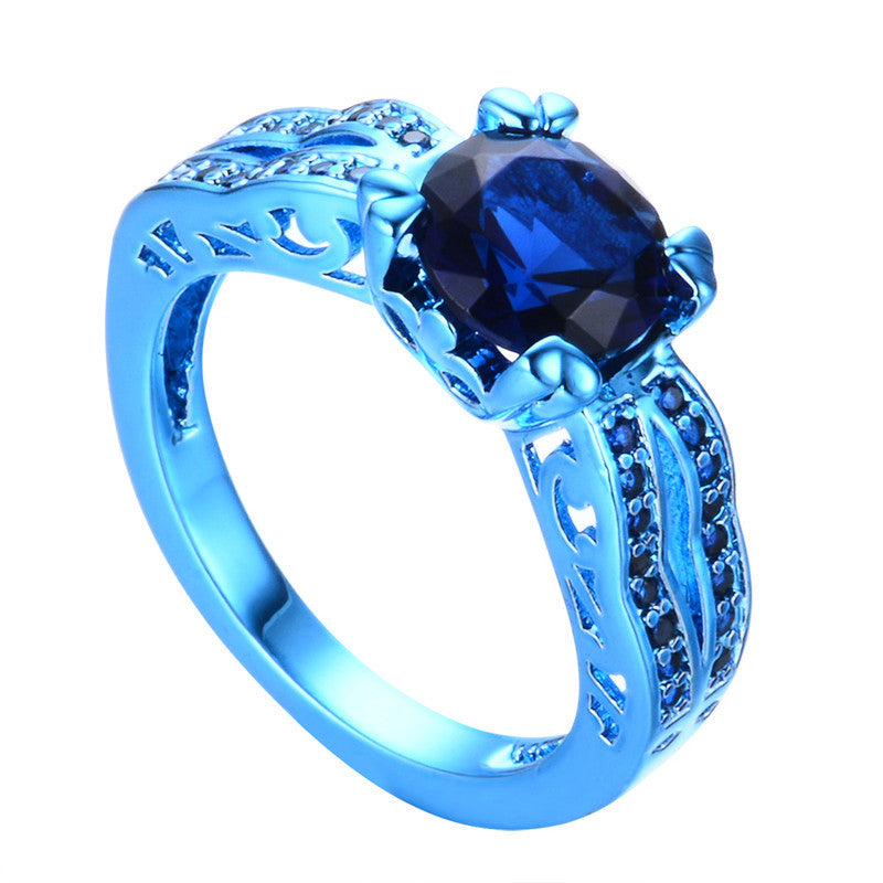 Blue Gold Round Zircon Ring – Slim Wallet Company