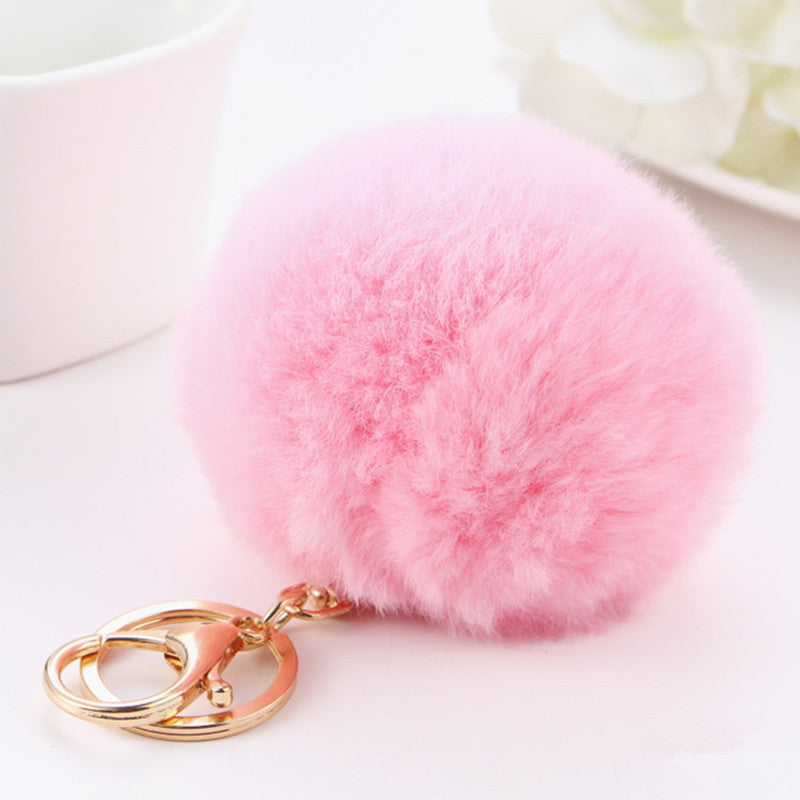 2016 new 10 color trinket Keychain pompons keychains fur Keychain fluf ...