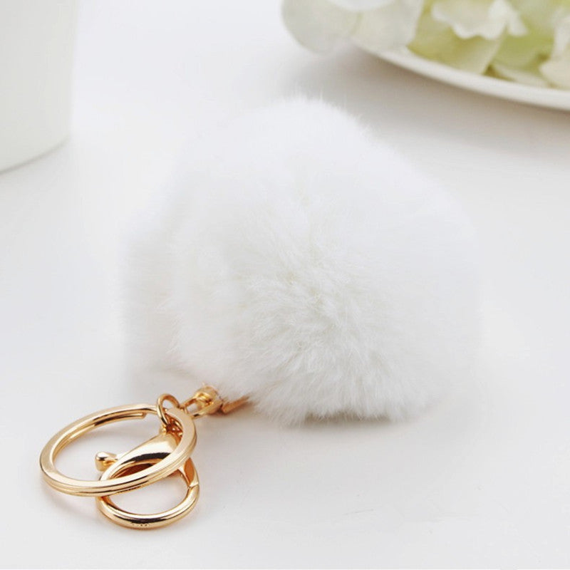 2016 new 10 color trinket Keychain pompons keychains fur Keychain fluf ...