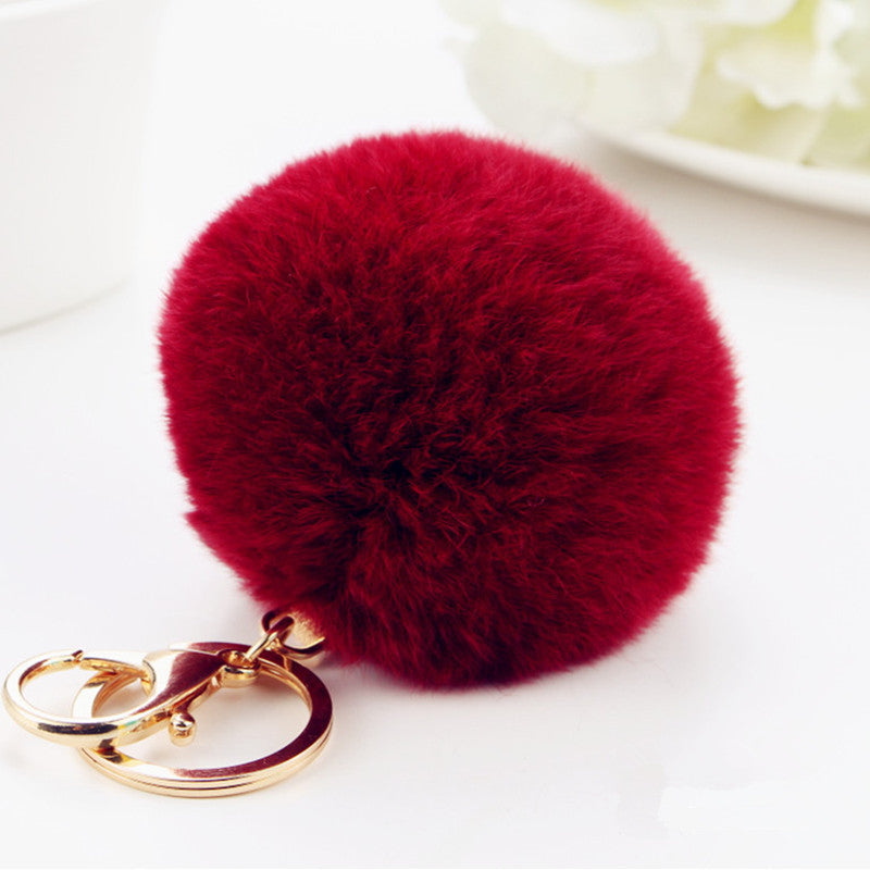 2016 new 10 color trinket Keychain pompons keychains fur Keychain fluf ...