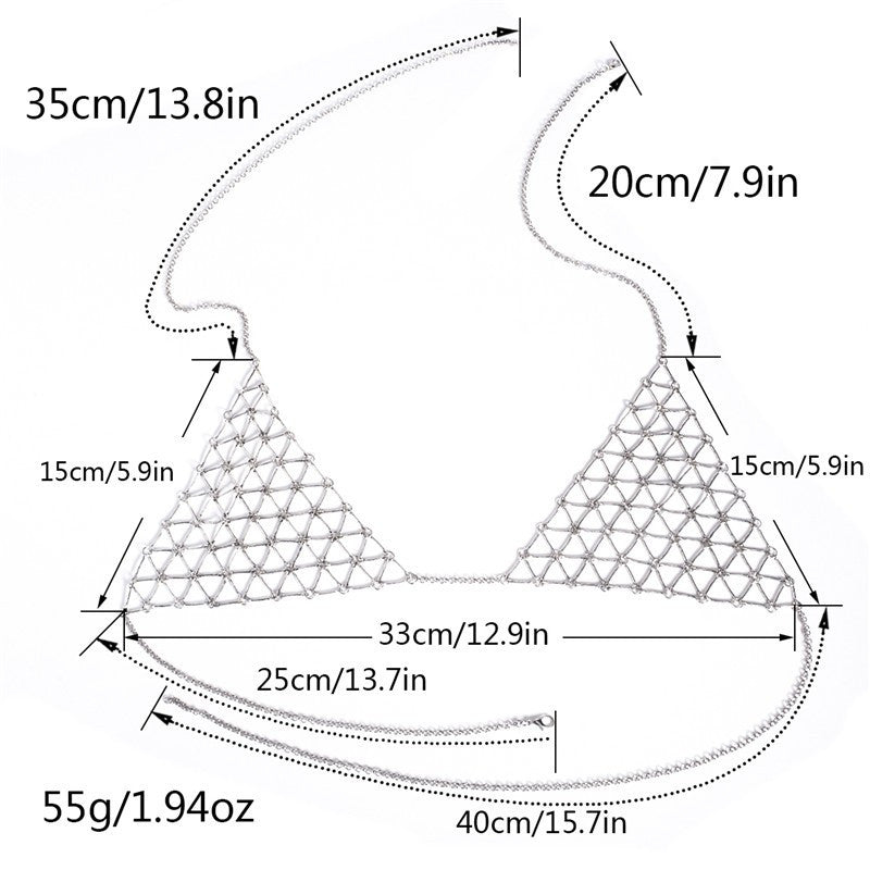 Boho Bikini Top Harness Bra Chain Geometric Triangle Body Chain Jewelr ...