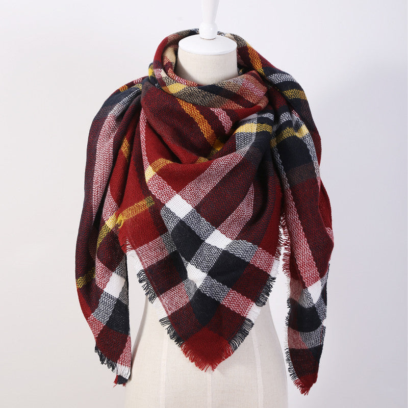 Soft Cashmere Women's Scarf Triangle Fashion Plaid Blanket Pashmina Sh ...